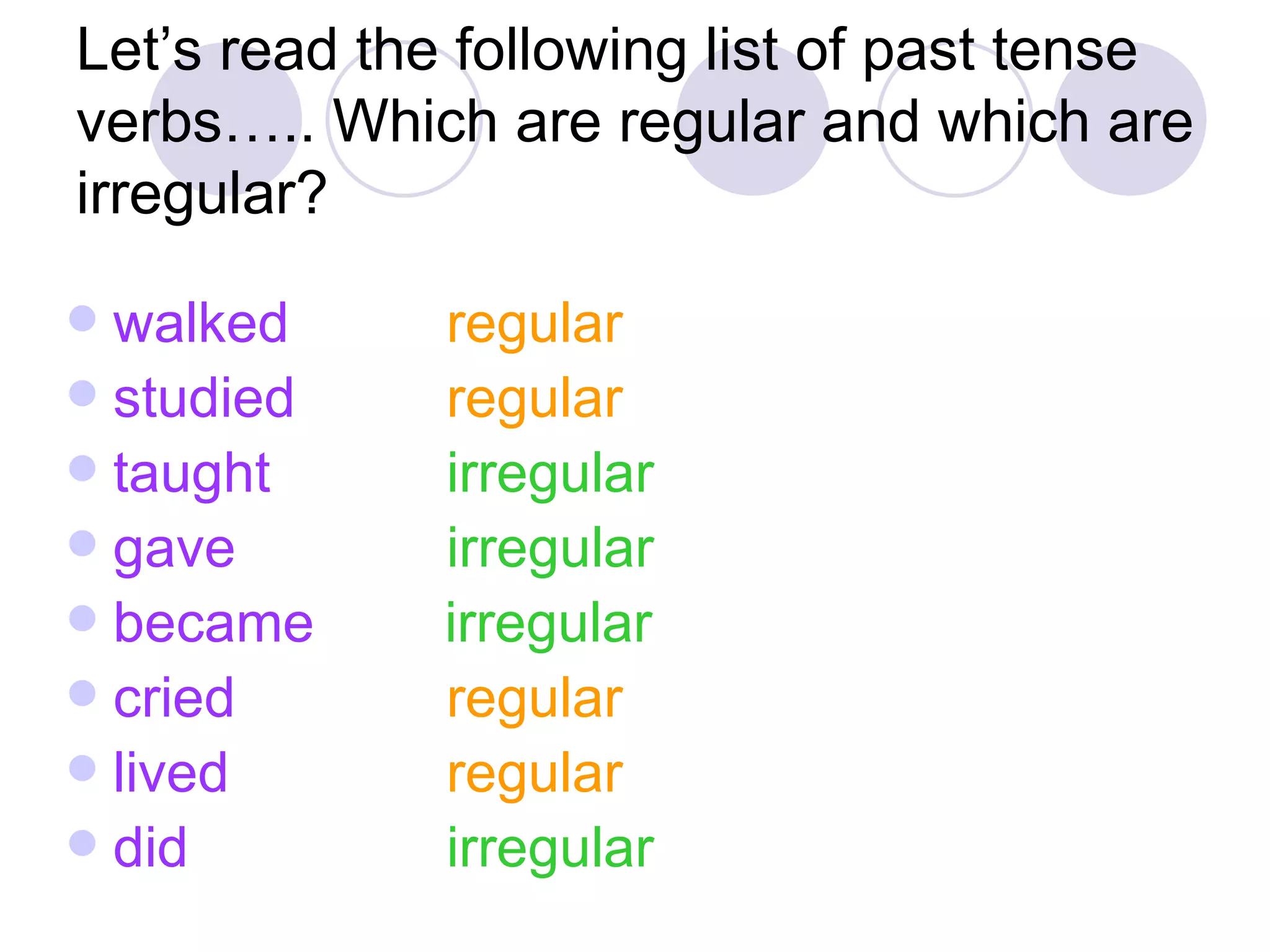 Past tense presentation | PPT