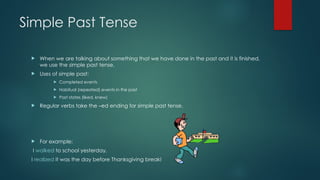 Past Tenses: Explation and Example Sentences | PPTX