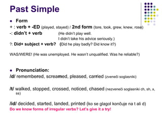 Past tense simple description and examples | PPT