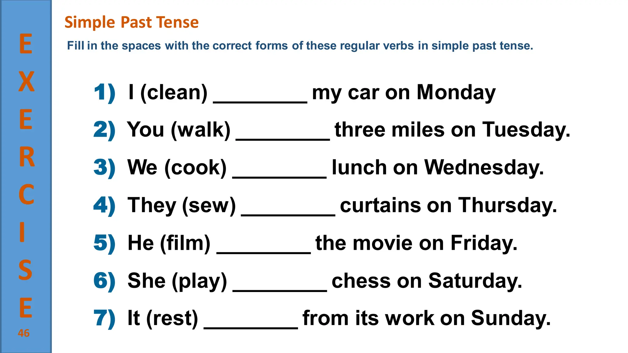 PAST Tenses Exercises and past participle | PPT