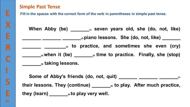PAST Tenses Exercises and past participle | PPT