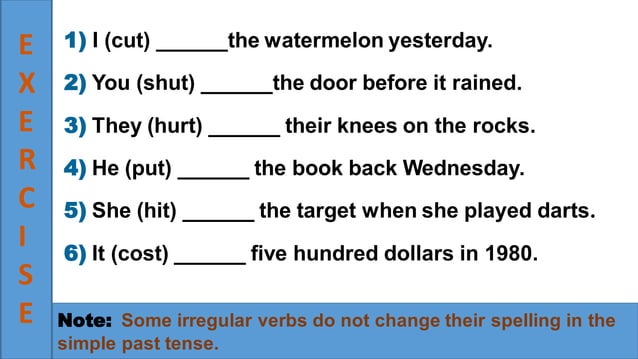 PAST Tenses Exercises and past participle | PPT