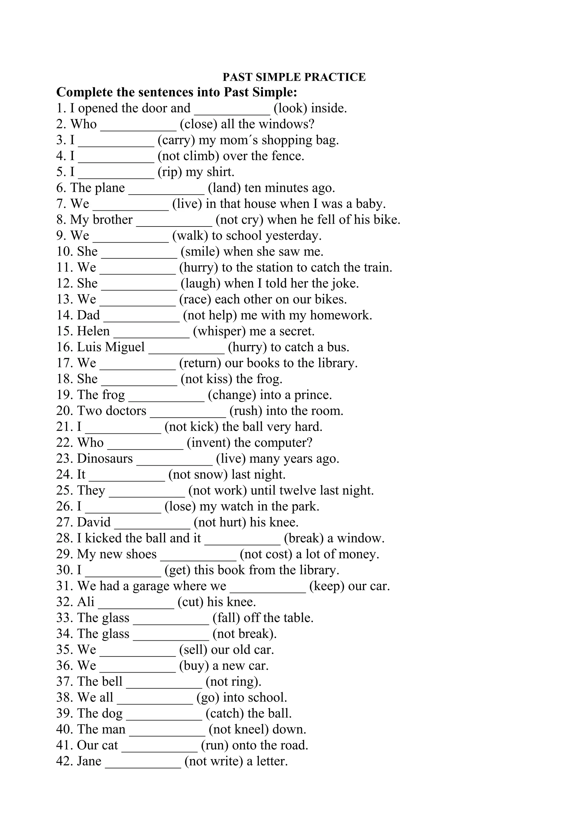 Past tenses practice | PDF