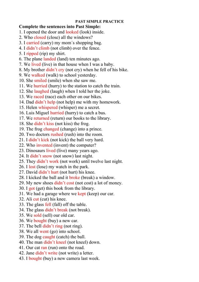 Past tenses practice | PDF