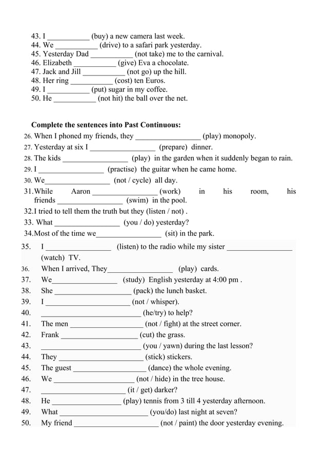 Past tenses practice | PDF