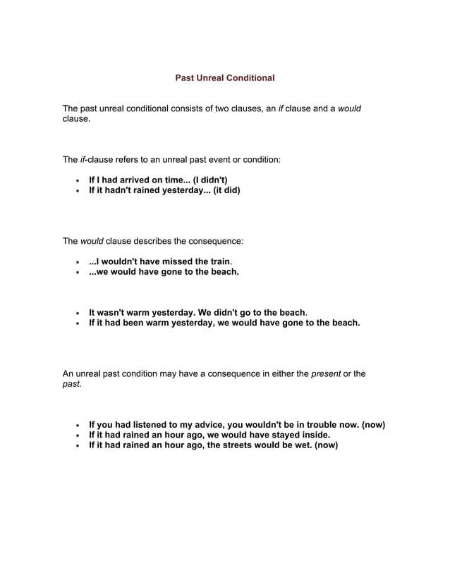 Past Unreal Conditional | PDF