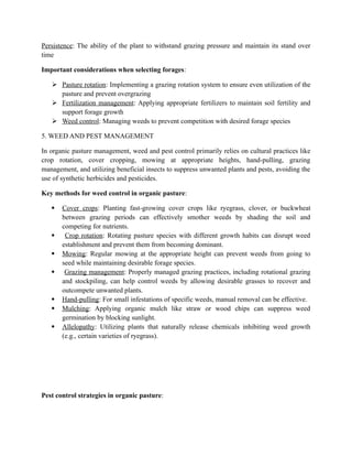 PASTURE MANAGEMENT IN ORGANIC FARMING - its importance and techniques | PDF