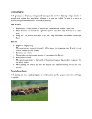 PASTURE MANAGEMENT IN ORGANIC FARMING - its importance and techniques | PDF