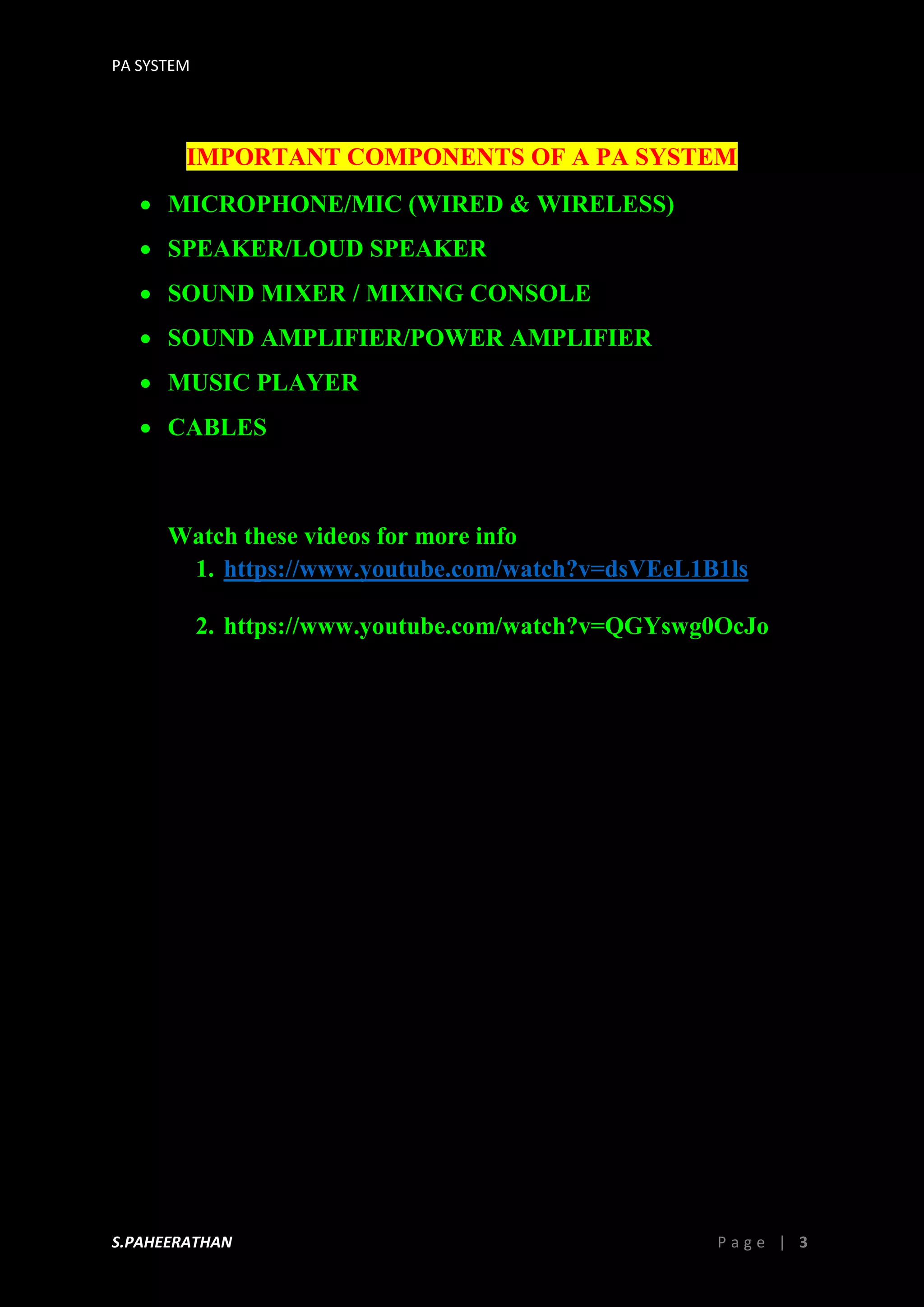 PUBLIC ADDRESSING SYSTEM (PA SYSTEM) | PDF