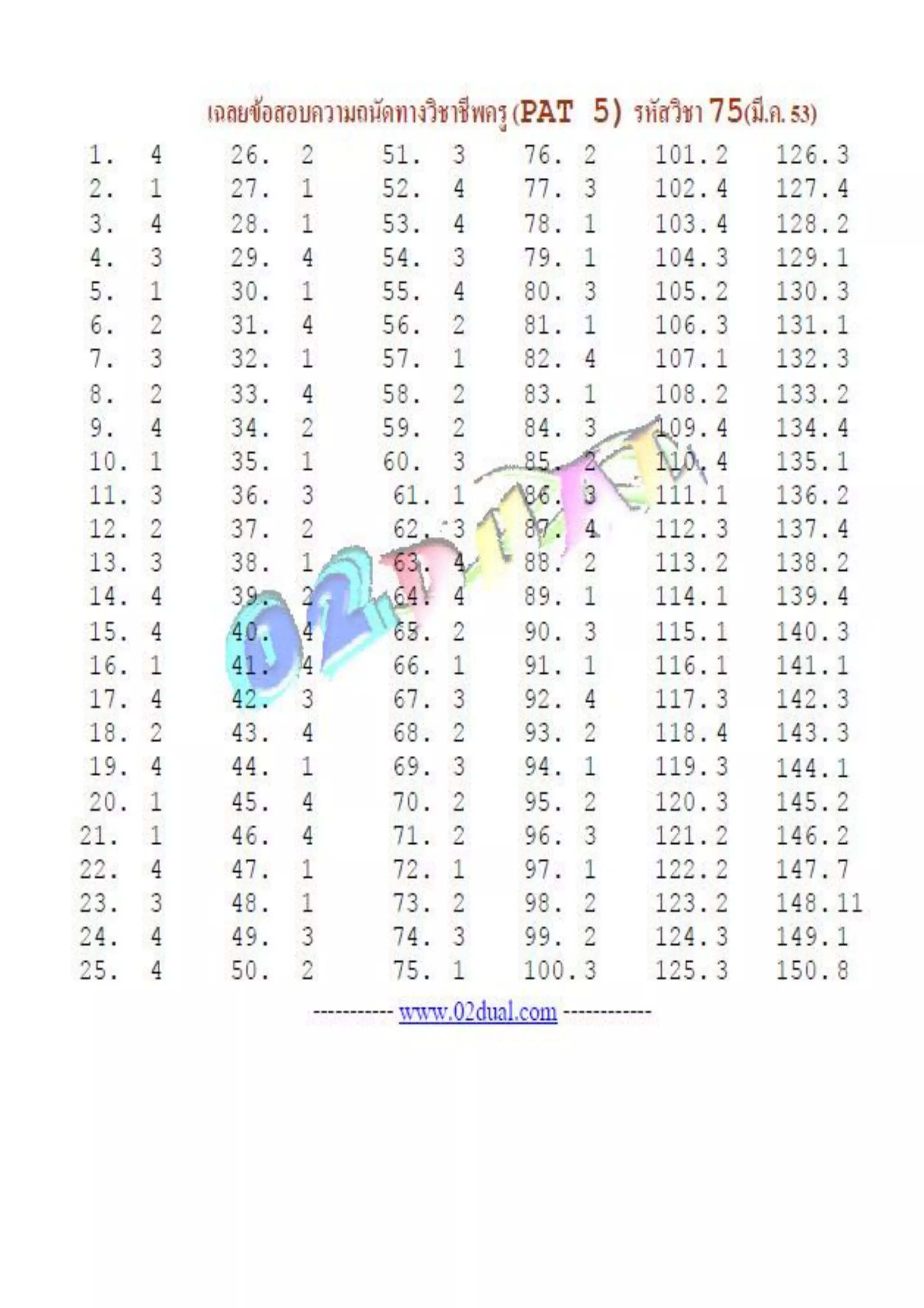 เฉลยPat5 | PDF