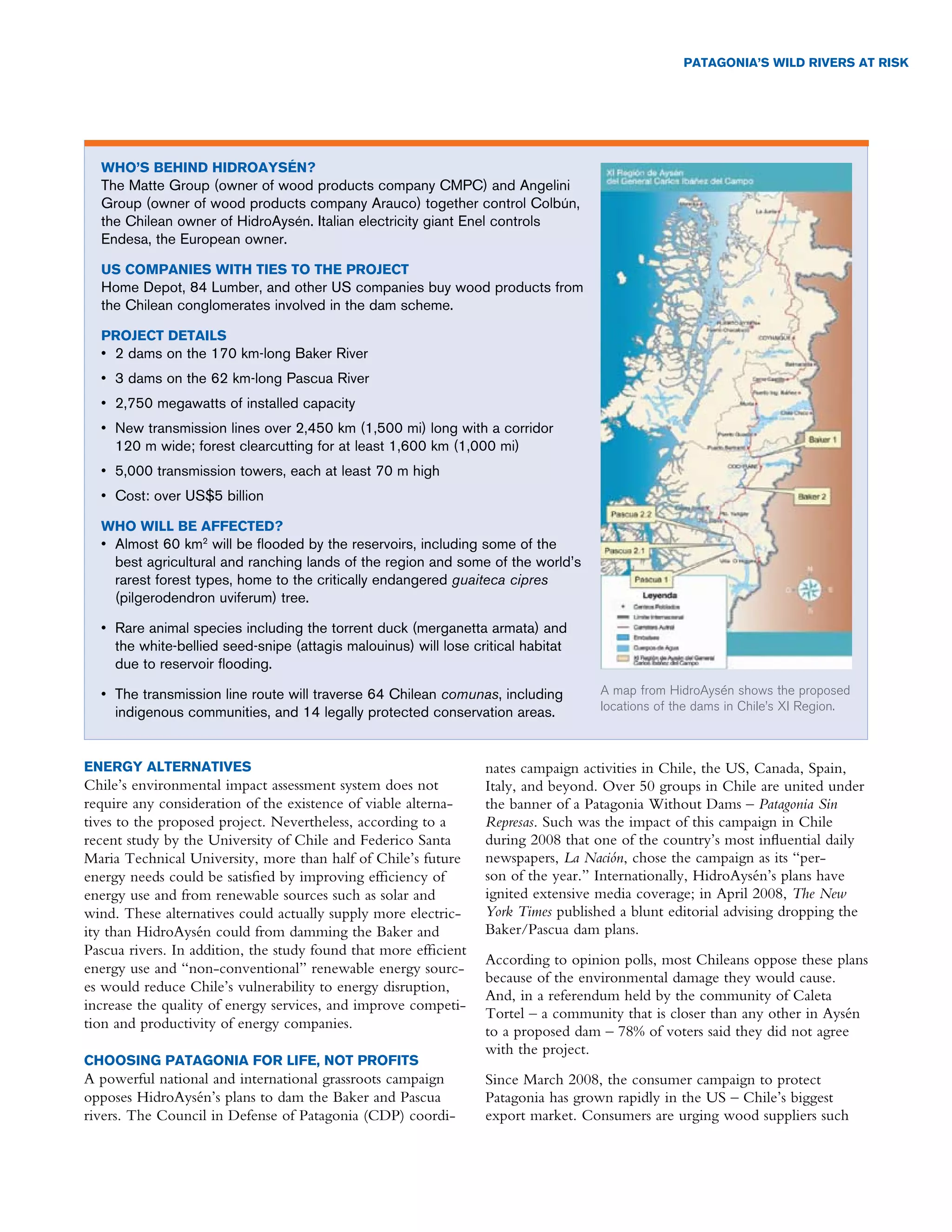 Fact Sheet - Patagonia’s Wild Rivers at Risk | PDF