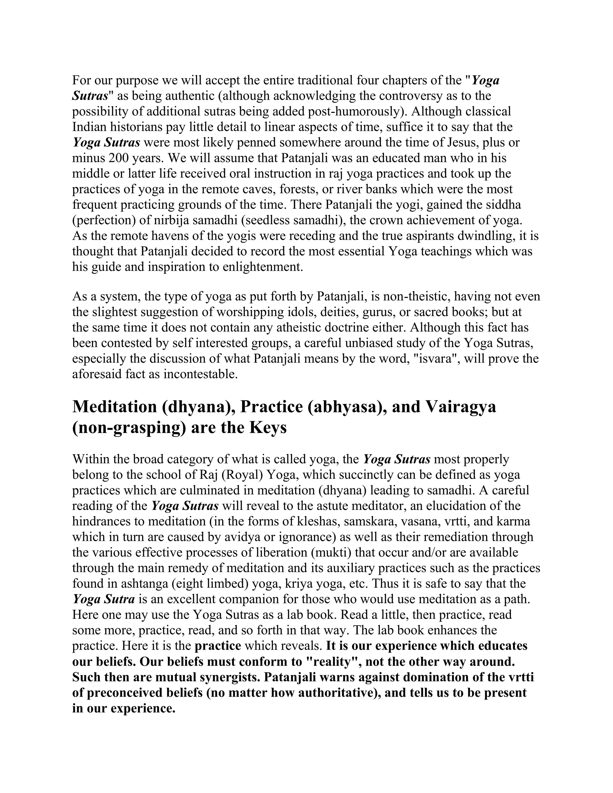 The Yoga Sutras of Patanjali | PDF