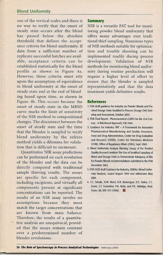 The Use of NIR as a PAT Tool for Measuring Blend Uniformity | PDF