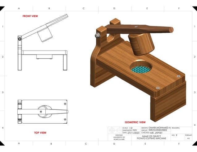PATATO CUTTING MACHINE DESIGN IN SOLIDWORKS | PDF