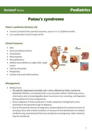 Patau's syndrome | PDF