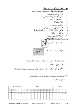 PAT Bahasa Arab Kls 3 MI Soal dan Kunci Jawaban.docx