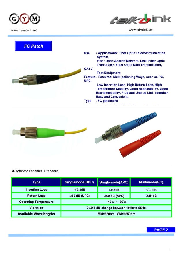 Fiber Optik Patchcord tipleri | PDF