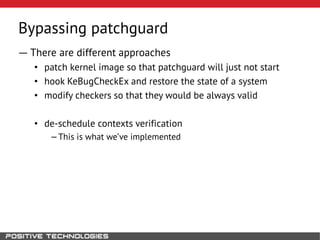 Bypassing patchguard on Windows 8.1 and Windows 10 | PDF
