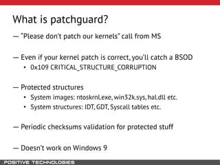 Bypassing patchguard on Windows 8.1 and Windows 10 | PDF