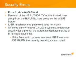 Common WSUS Errors Codes - Decoded and Resolved | PPT