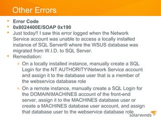 Common WSUS Errors Codes - Decoded and Resolved | PPT