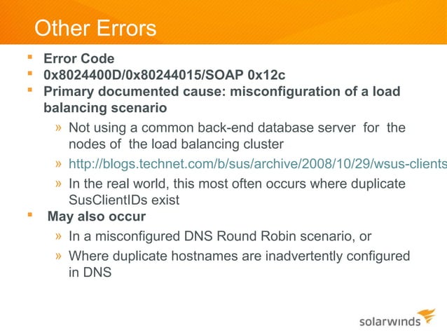 Common Wsus Errors Codes Decoded And Resolved Ppt