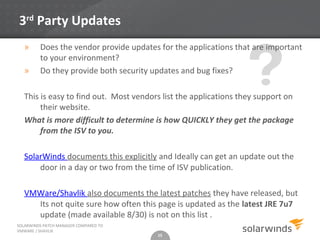 SolarWinds Patch Manager Compared to Shavlik / VMware | PPT