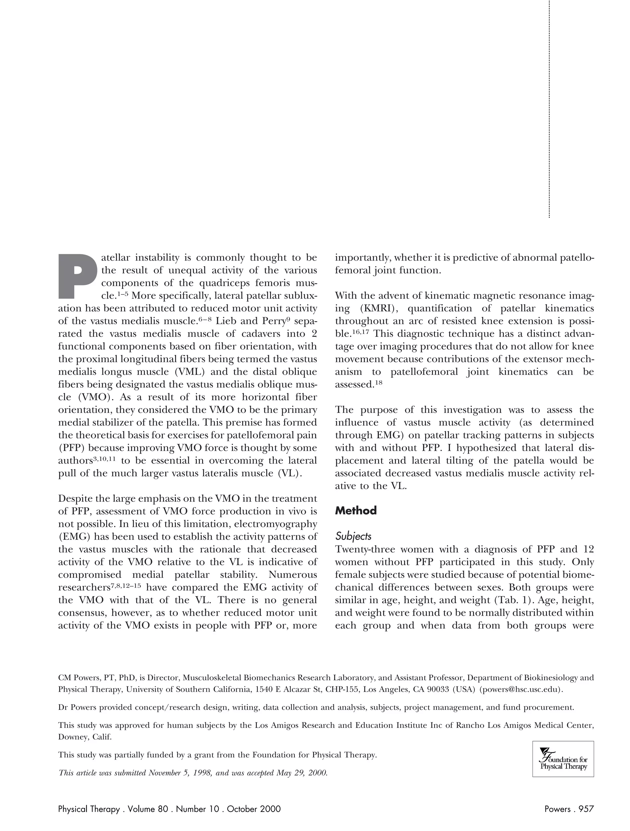 Patellar kinematics, Part I | PDF