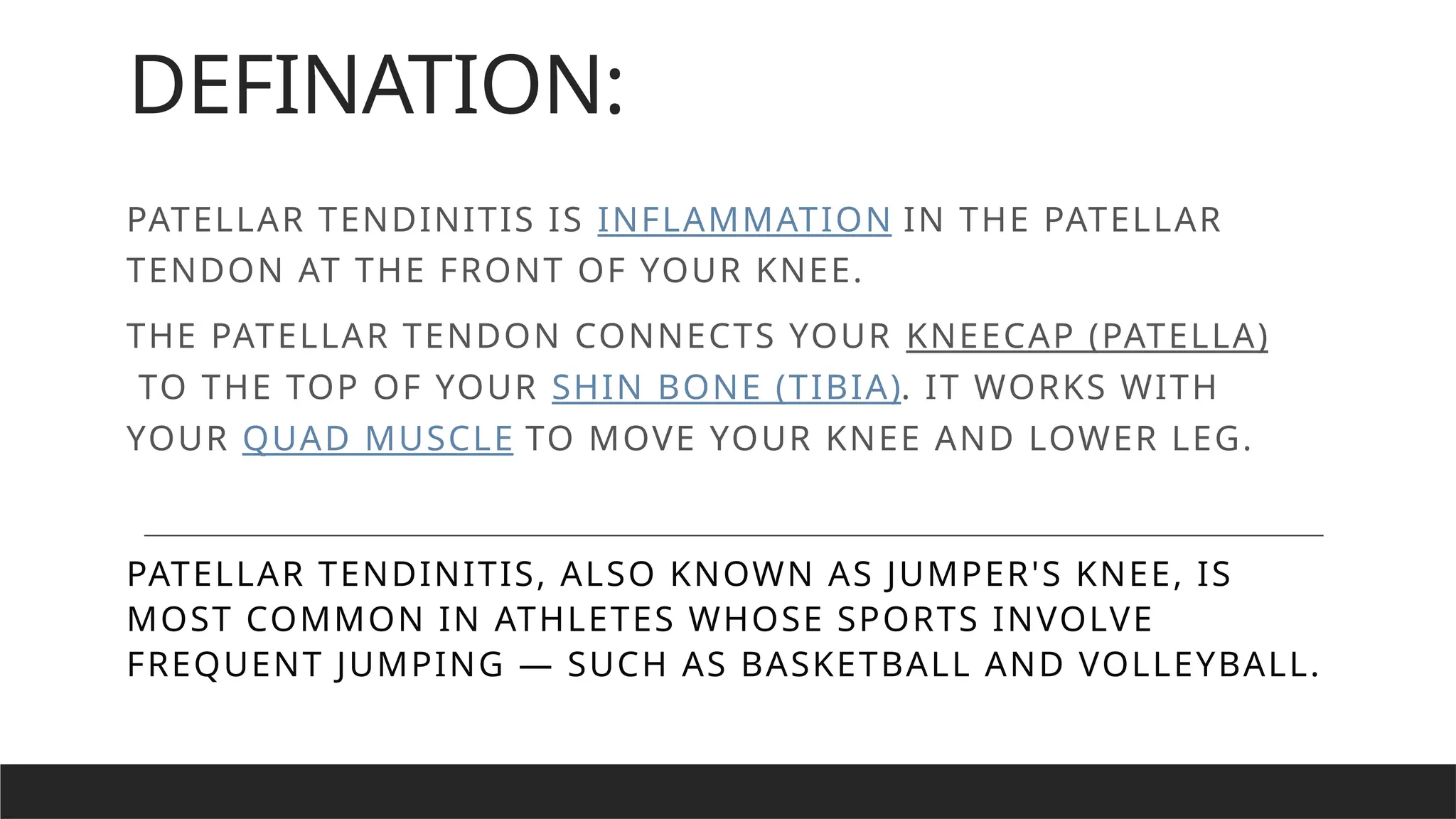 PATELLAR TENDONITIS.pptx for Biomedical and sciences | PPTX
