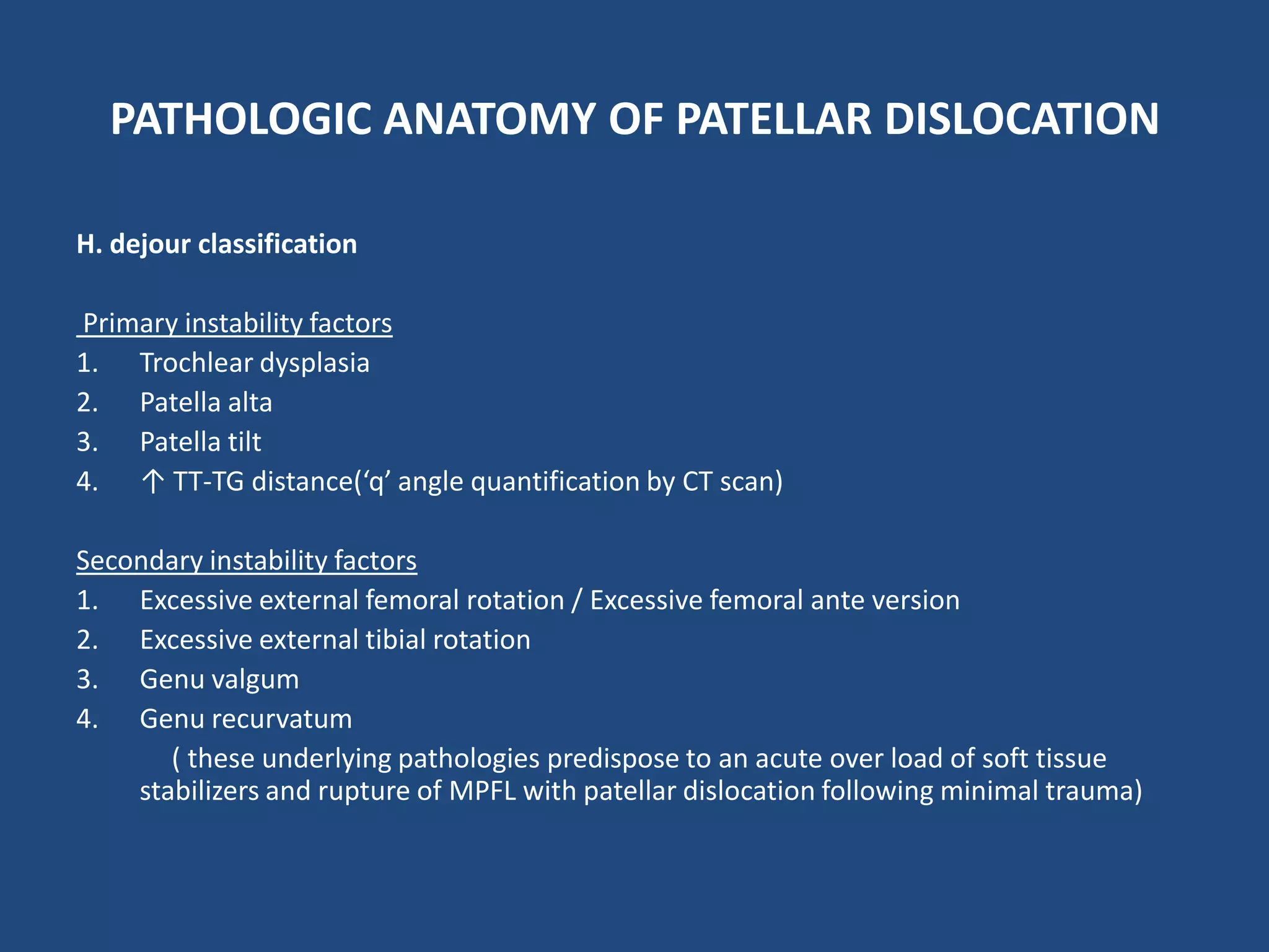 Patello femoral instability 22 | PPTX