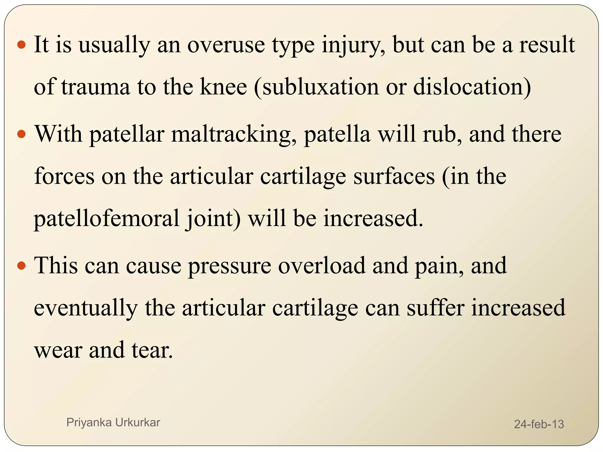 Patellofemoral pain syndrome (pfps) | PPTX | Death, Injury, or Military ...