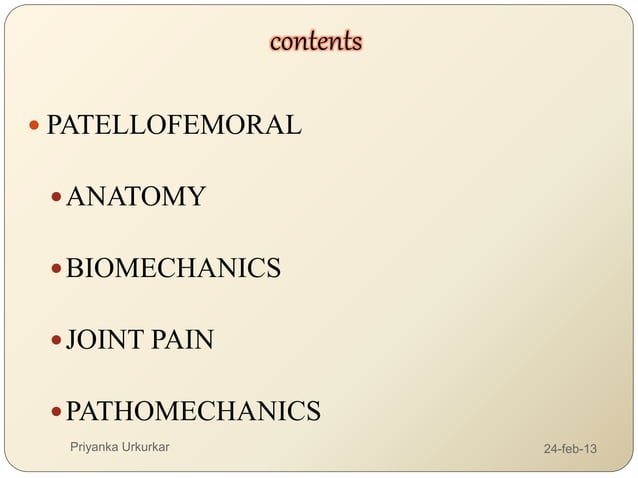 Patellofemoral pain syndrome (pfps) | PPTX | Death, Injury, or Military ...