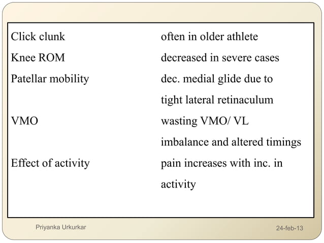 Patellofemoral pain syndrome (pfps) | PPTX | Death, Injury, or Military ...