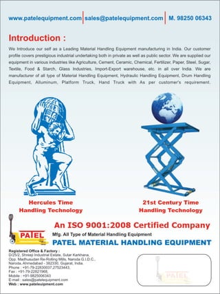 PATEL MATERIAL HANDLING EQUIPMENT | PDF