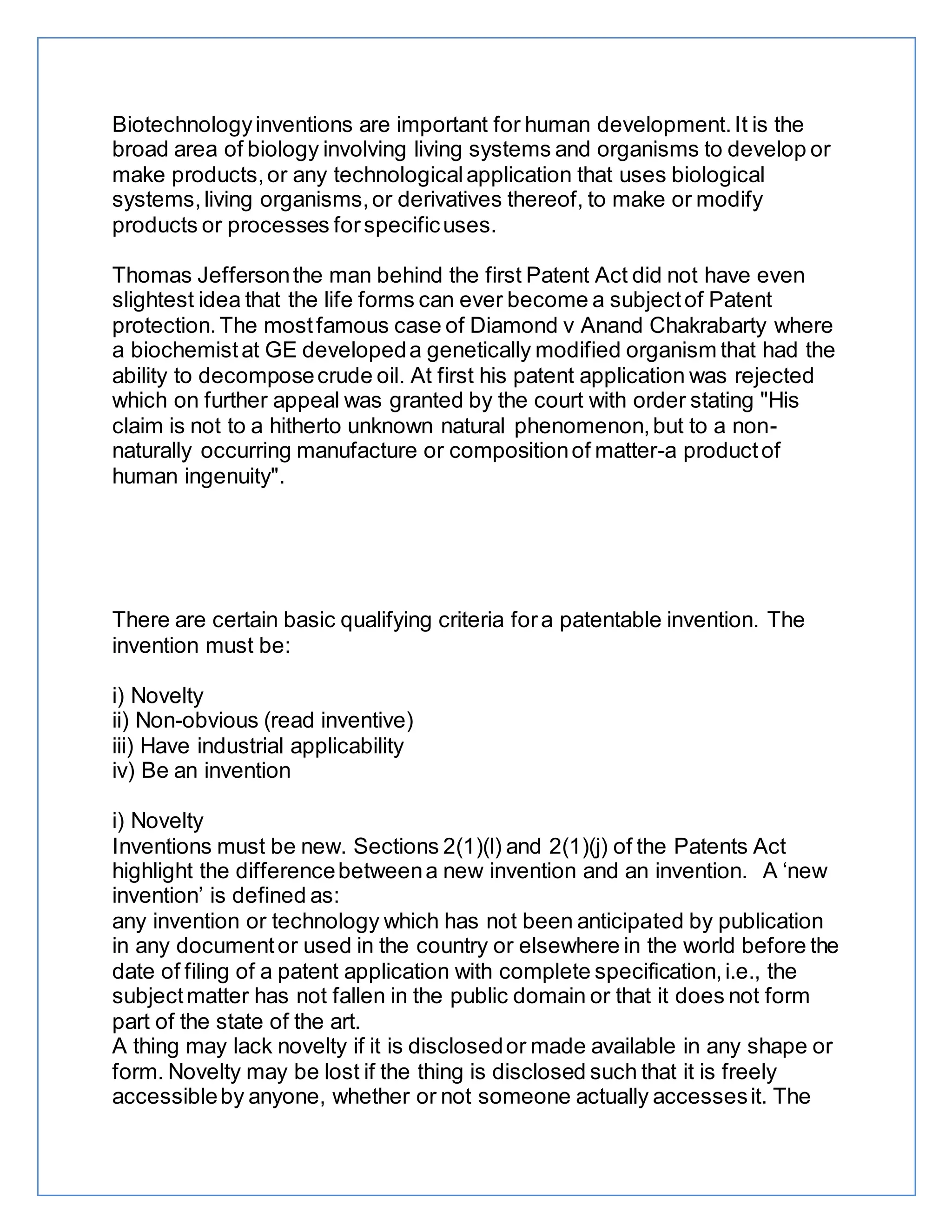 Patentable and Non Patentable Inventions | DOCX