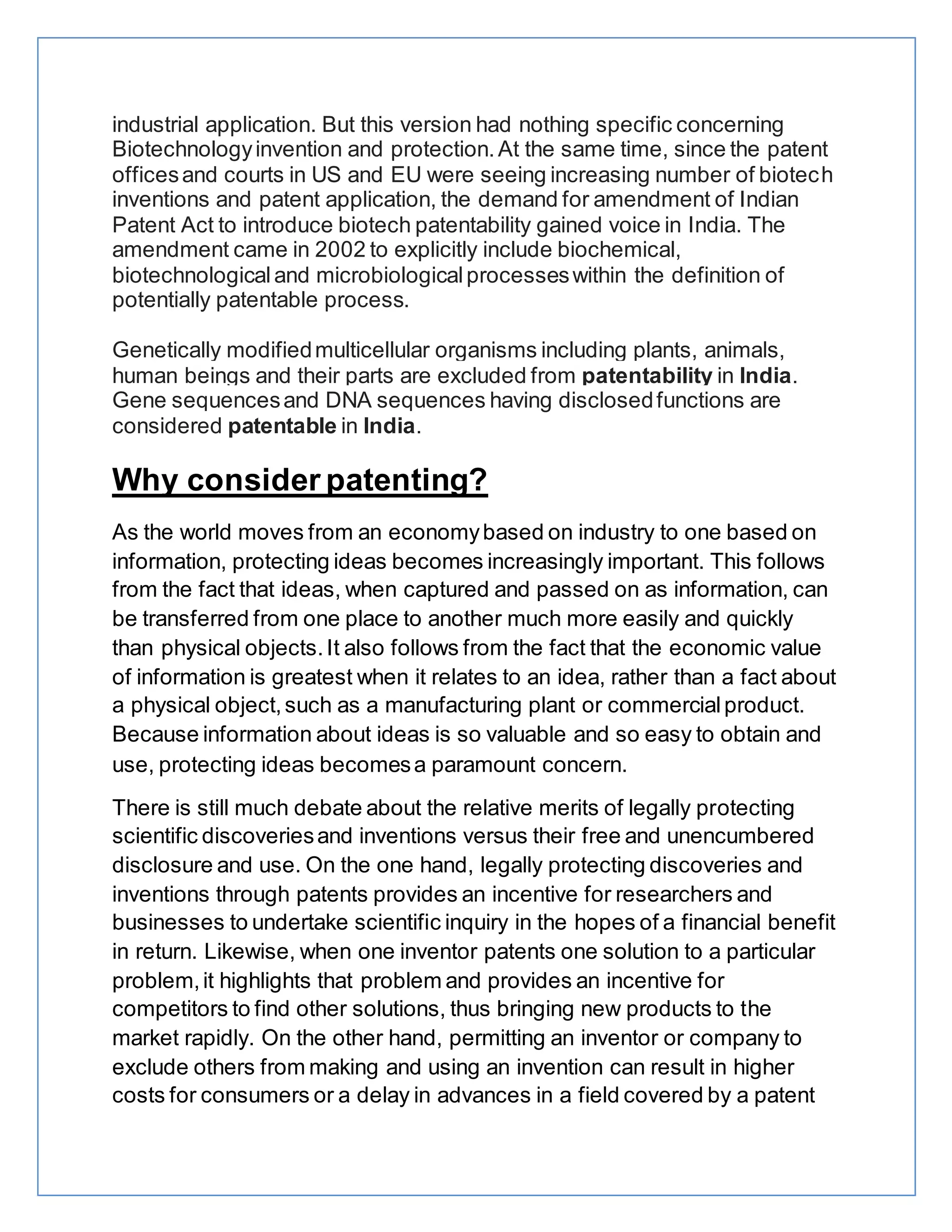 Patentable and Non Patentable Inventions | DOCX