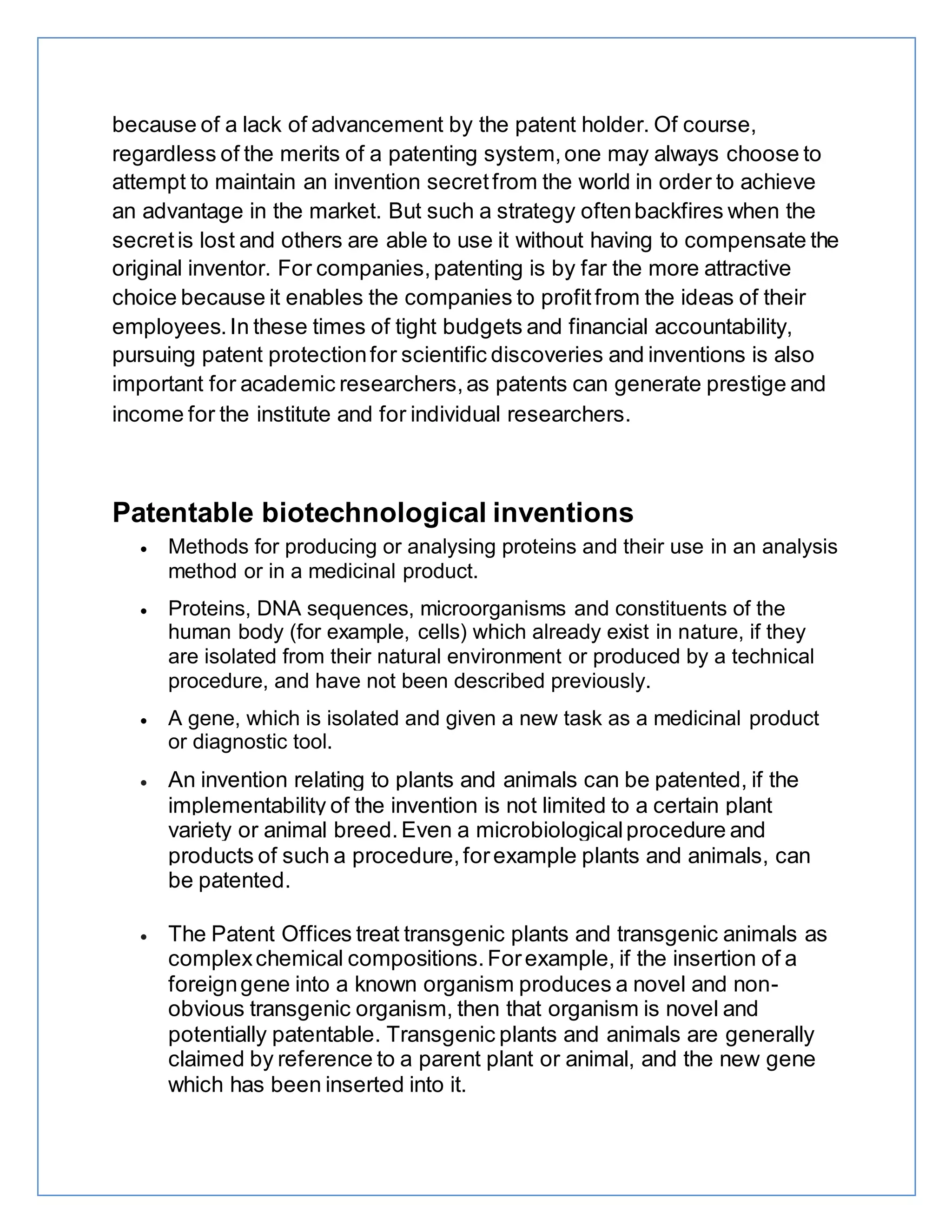 Patentable and Non Patentable Inventions | DOCX