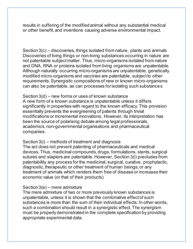 Patentable and Non Patentable Inventions | DOCX