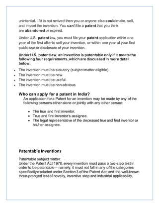 Patentable and Non Patentable Inventions | DOCX