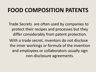 Patentability of food technology process and products in ansheeeeeeka ...