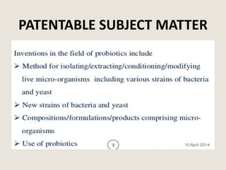 Patentability of food technology process and products in ansheeeeeeka ...