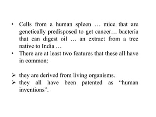 Patentability of live organisms | PPTX