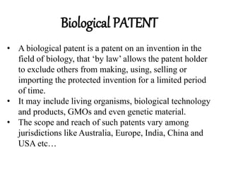 Patentability of live organisms | PPTX