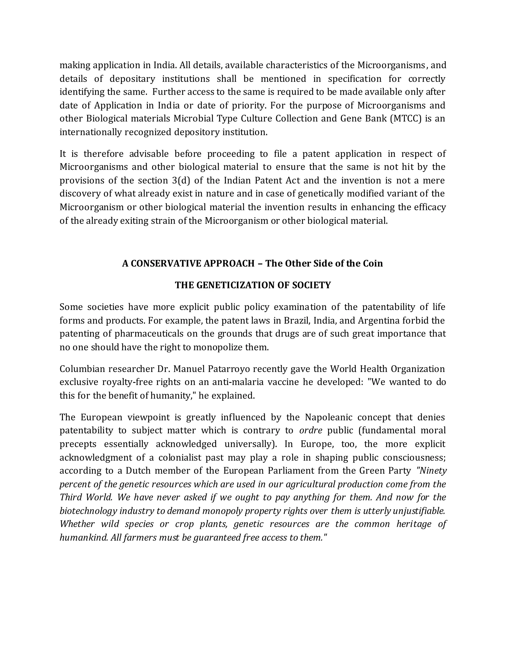 Patentability Of Microorganisms | PDF
