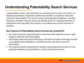 Patentability Search Services | Patent Landscape Analysis | InventionIP | PPTX