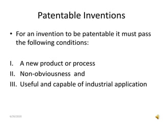 Patentable inventions PPT