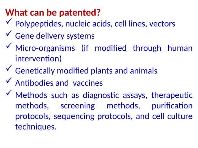 patentable subjects and protection in biotech.pptx