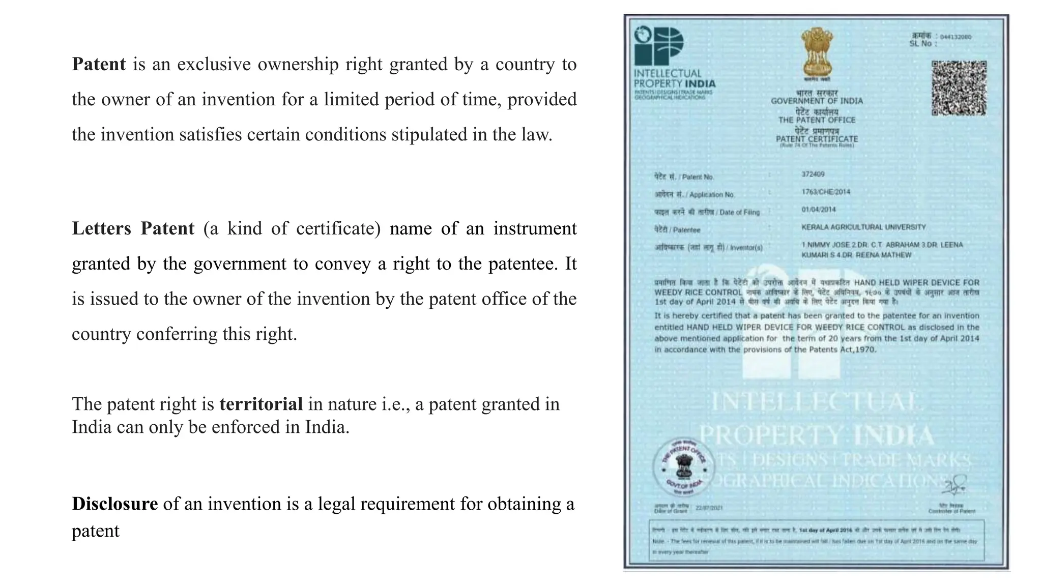 FUNDAMENTALS OF PATENT AND COPY RIGHT.pptx