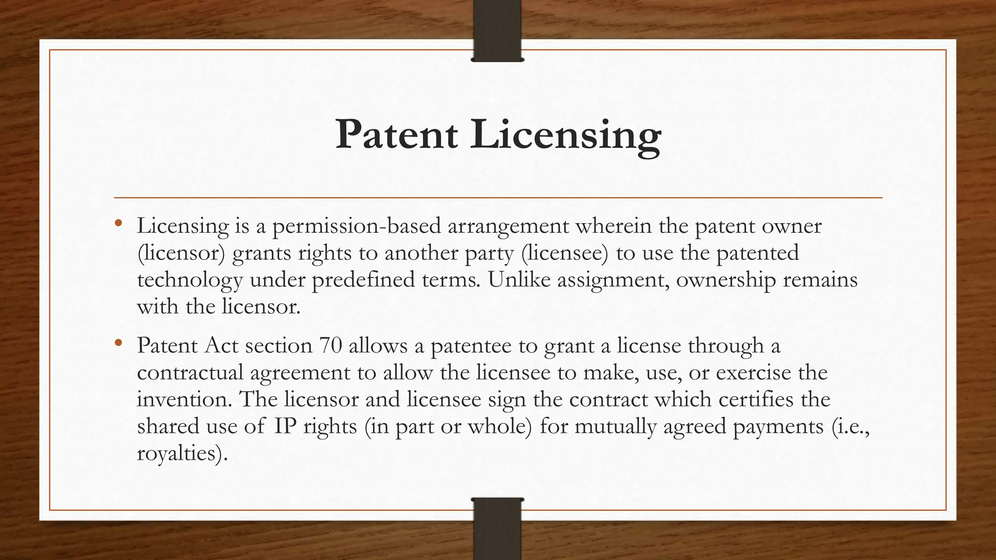 Patent Assignment and Licensing in India | PPTX