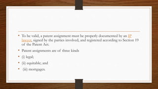 Patent Assignment and Licensing in India | PPTX